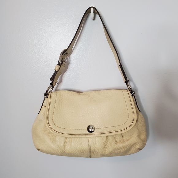 Coach | Bags | Coach Leather Shoulder Bag Cream Medium Size Adjustable ...